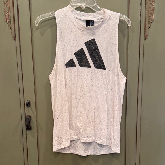 adidas | Tops | Adidas White Muscle Tee With Black Logo | Poshmark